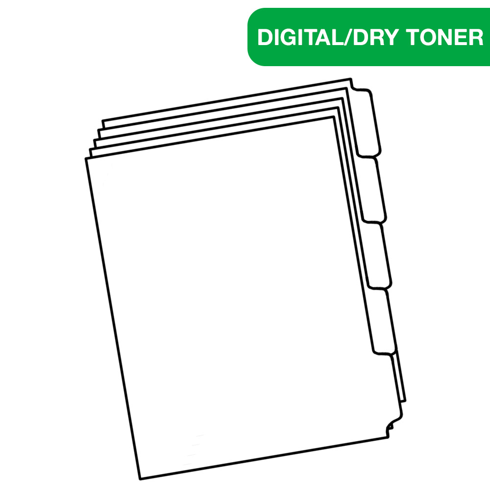 One Carton: 11″ x 8.5″ + 0.5″ Tab White 90# Index 5 Cut Reverse No Hole ...